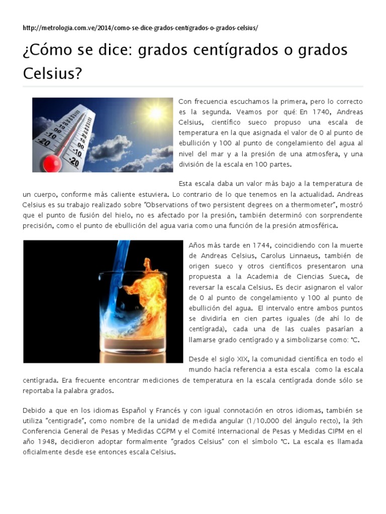 Grados Celsius: Origen y Uso Correcto | PDF | Celsius | Física Aplicada ...