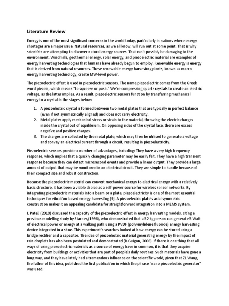 Literature Review | PDF | Energy Harvesting | Piezoelectricity