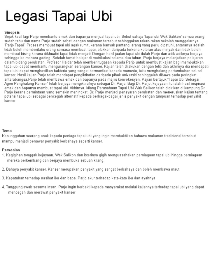 Tapai Ubi: Dari Tradisi ke Penawar Kanser | PDF