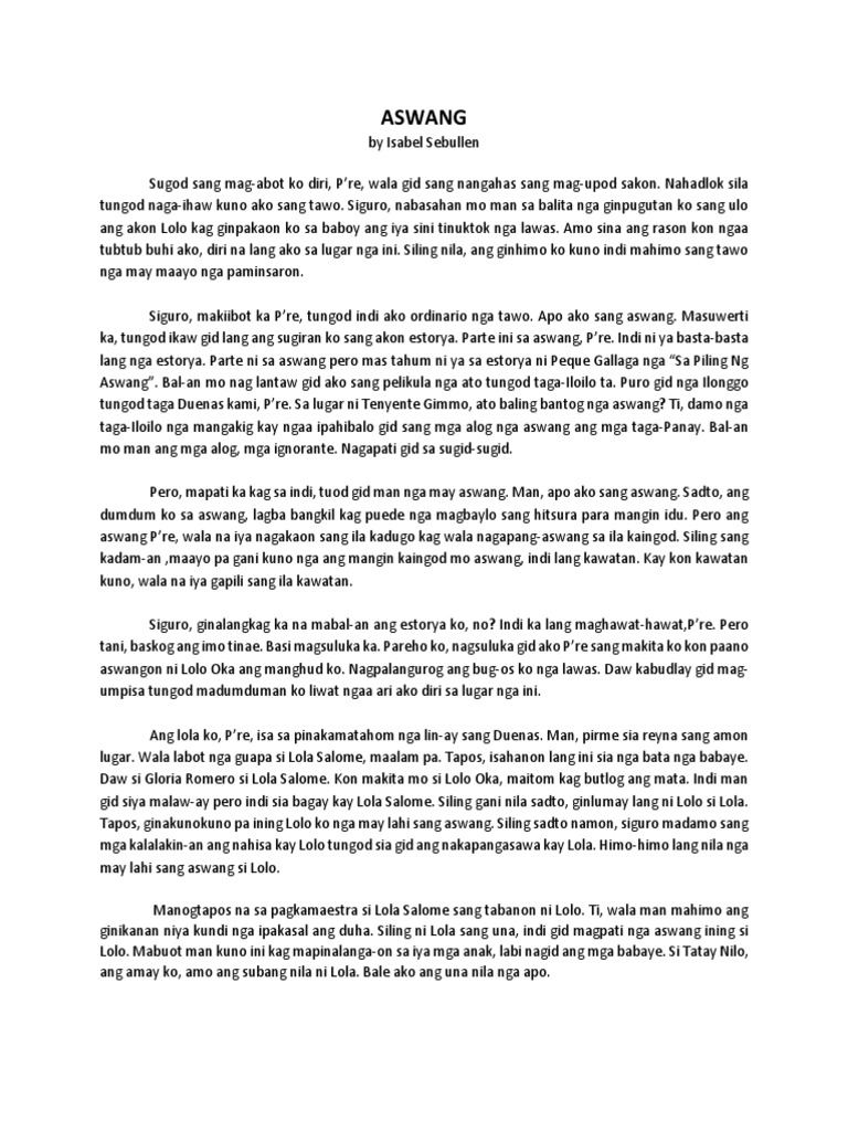 Aswang by Isabel Sebullen | PDF