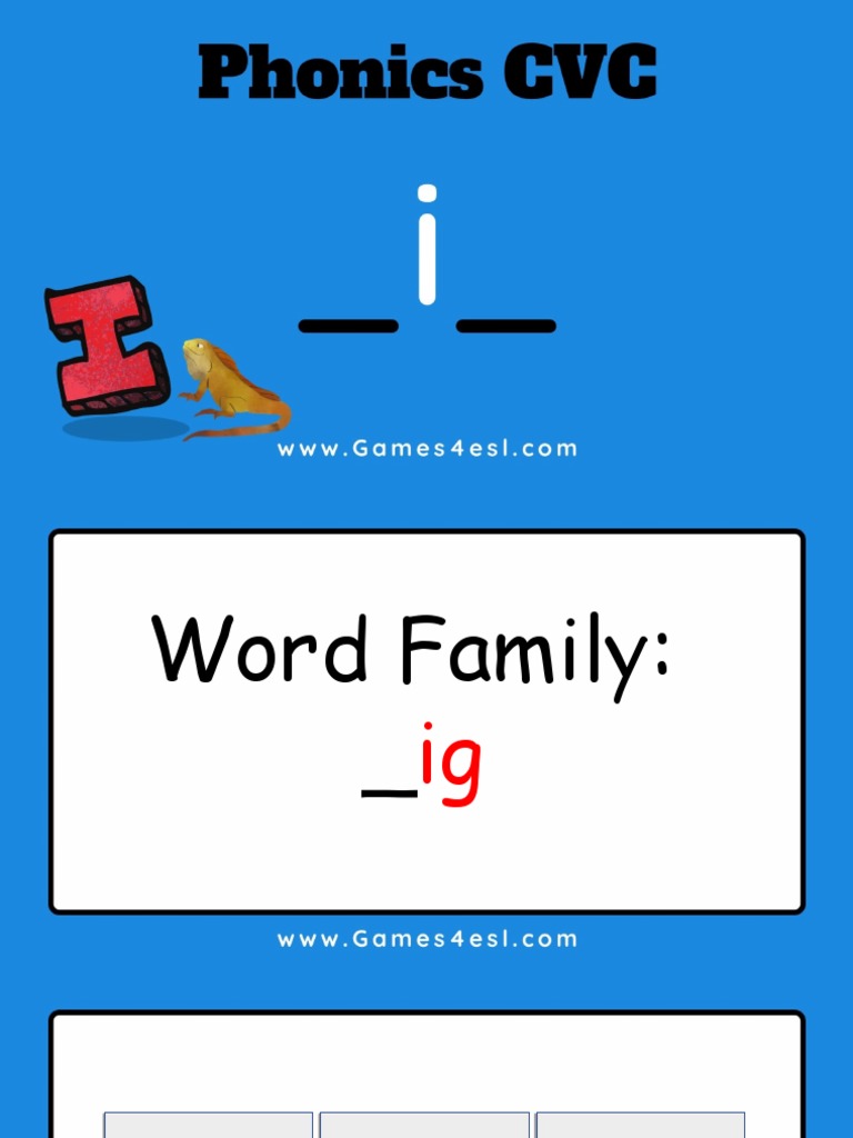 Phonics CVC Letter I Word Family Ig | PDF