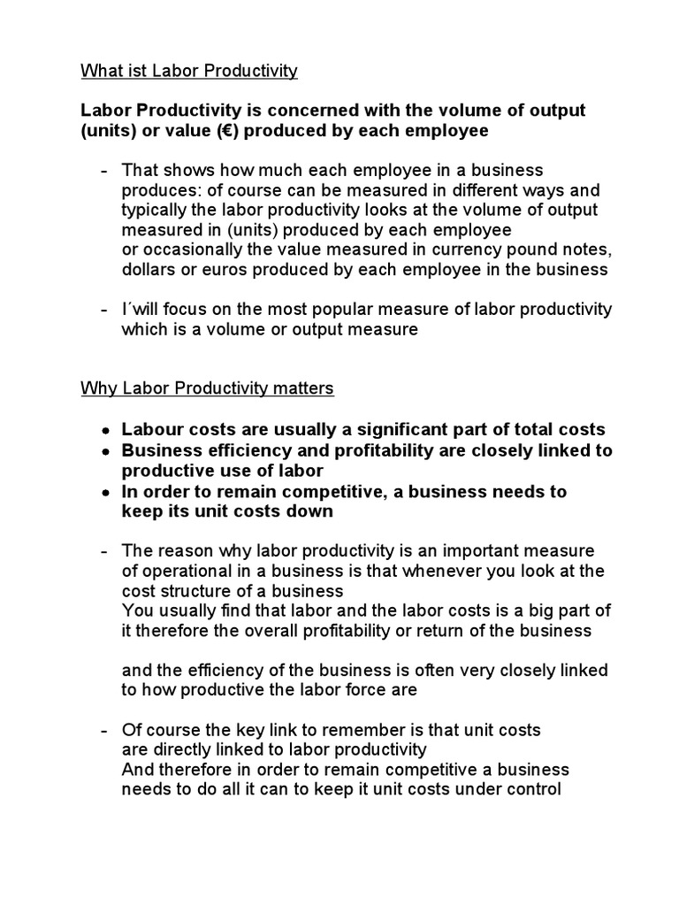 What Ist Labor Productivity #1 | PDF | Business | Finance & Money ...