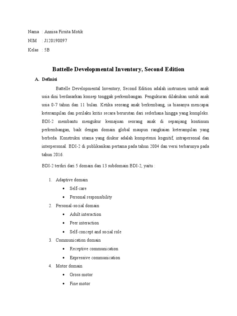 Panduan Battelle Developmental Inventory 2 | PDF | Karier ...