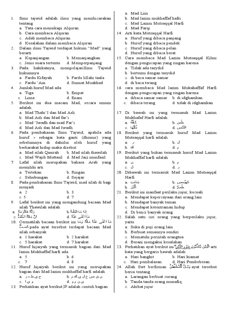 Kisi Kisi TQ Kelas Ix | PDF