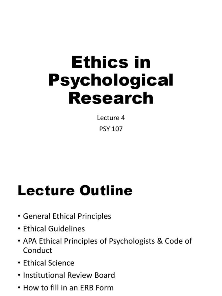 Lecture 4: Ethics in Psychological Research | PDF | Informed Consent ...
