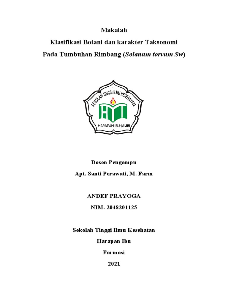 Klasifikasi dan Manfaat Tanaman Rimbang | PDF | Sains & Matematika