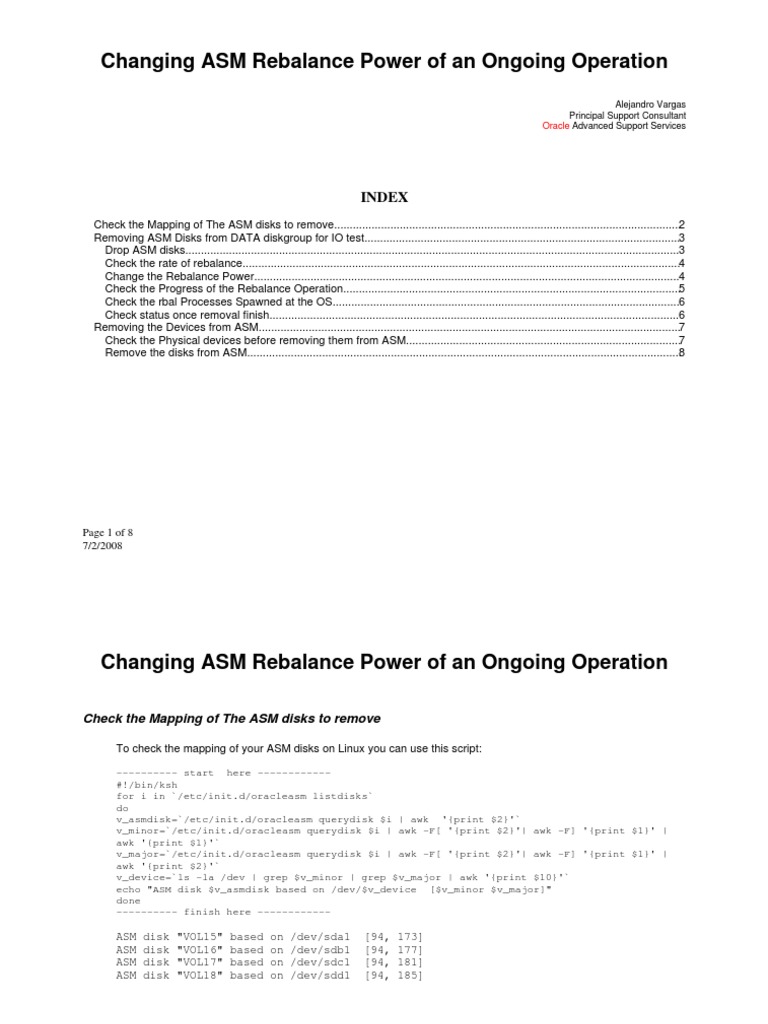 Adjusting ASM Rebalance Power in 19c | PDF | Oracle Corporation | Data ...