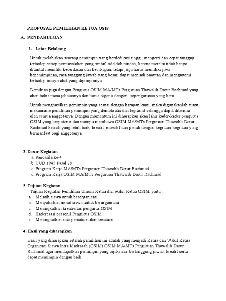 Contoh Proposal Pemilihan Ketua Osis | PDF