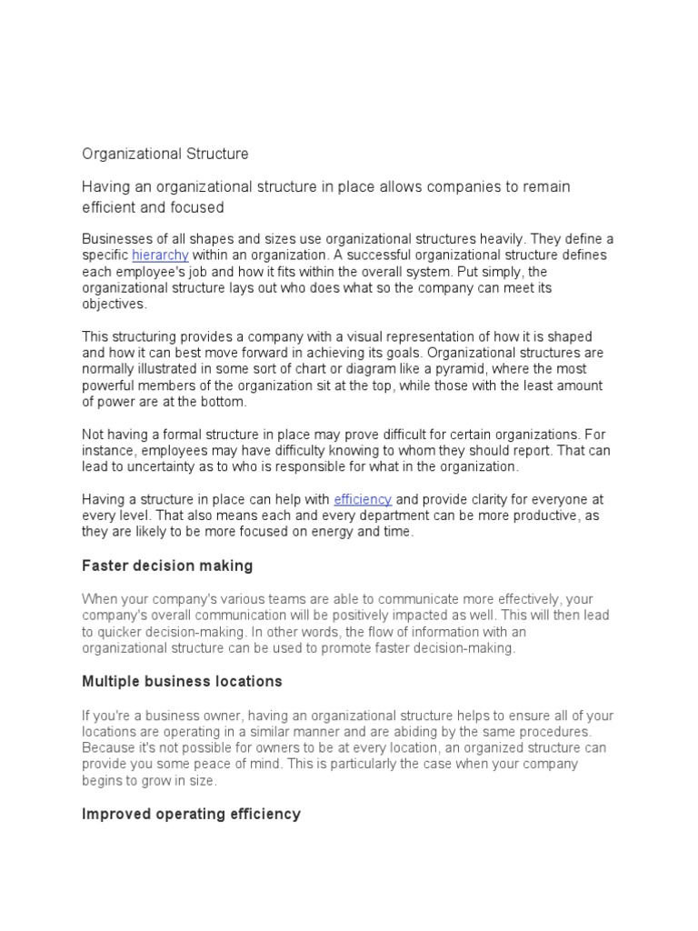 Organizational Structure Report | Descargar gratis PDF | Organizational ... Organizational Structure Report | Descargar gratis PDF | Organizational ...