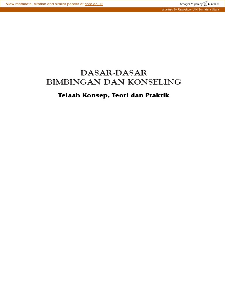 Dasar-Dasar Bimbingan Dan Konseling: Telaah Konsep, Teori Dan Praktik | PDF | Karier & Perkembangan