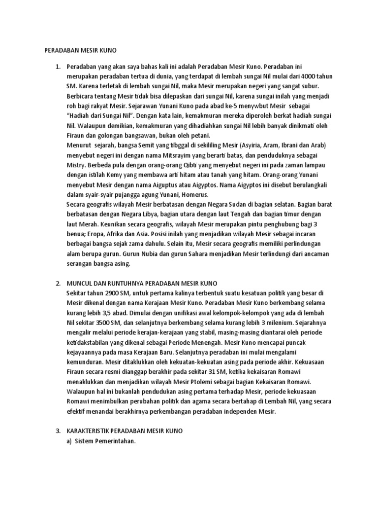 Sejarah dan Karakteristik Mesir Kuno | PDF | Ilmu Sosial | Sejarah
