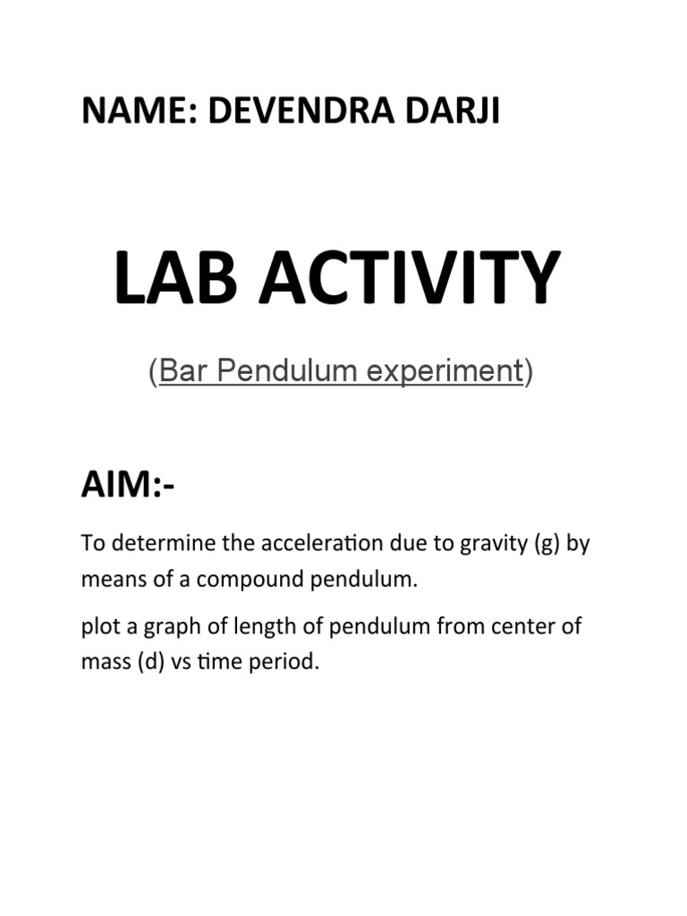 Lab Activity Bar Pendulum Experiment | PDF | Teaching Methods ...