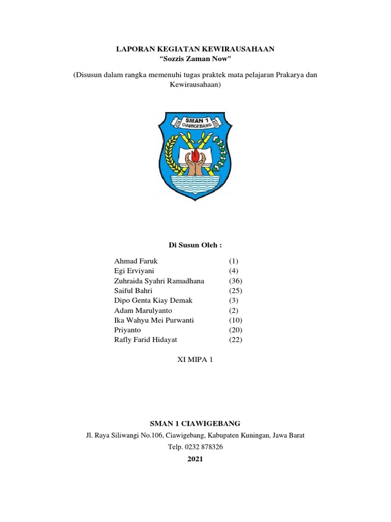 Contoh Laporan Kegiatan Pkewirausahaan Pkwu-Dikonversi | PDF