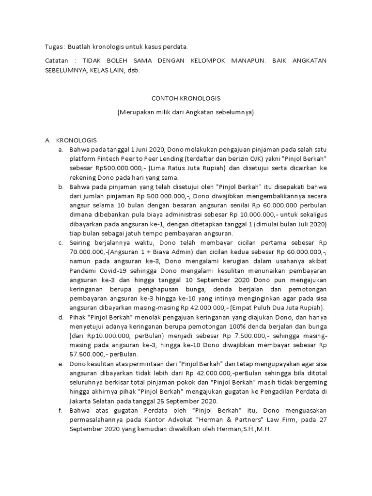 Contoh Kronologis Kasus Perdata Jual Beli Tanah | PDF | Pengelolaan ...