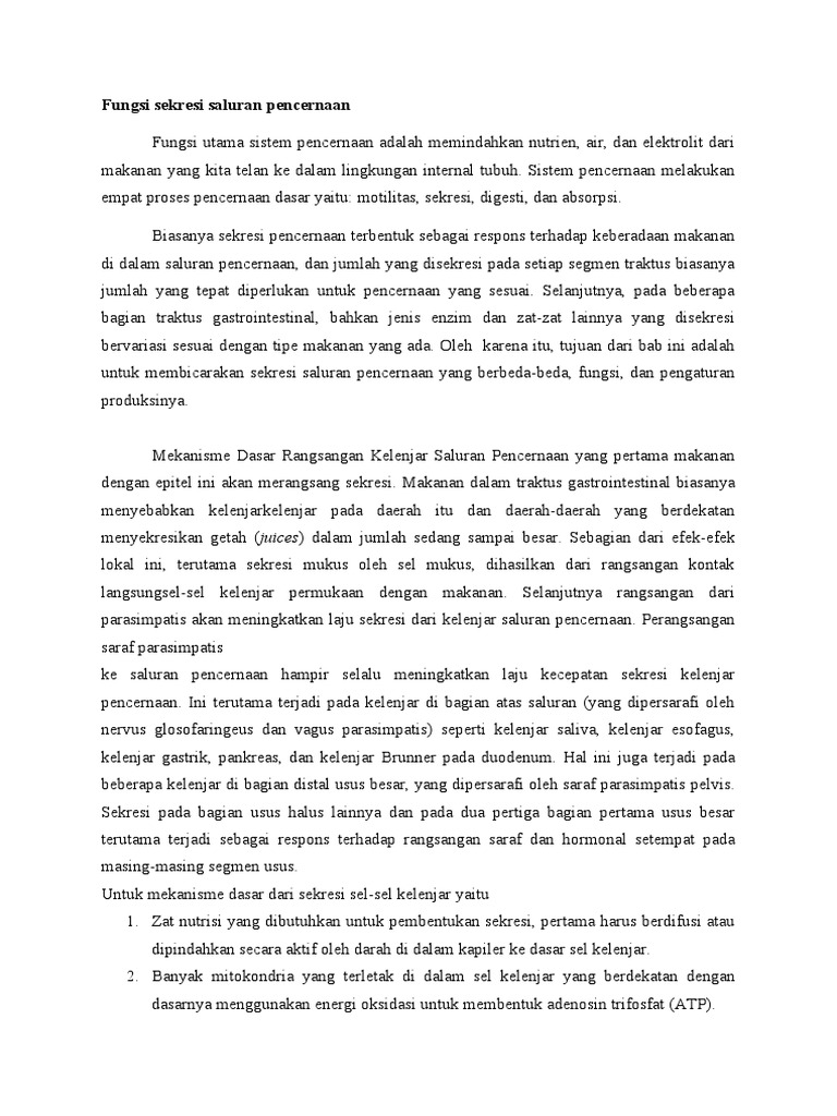 Sekresi Saluran Pencernaan dan Lambung | PDF | Sains & Matematika ...