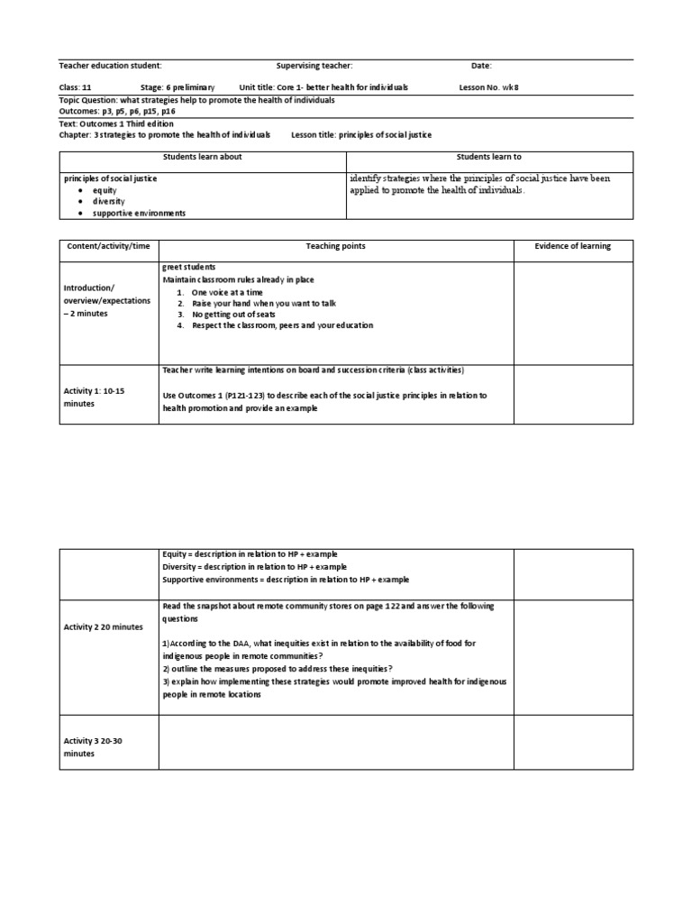 Health Promotion Strategies for Students | PDF | Lesson Plan ...