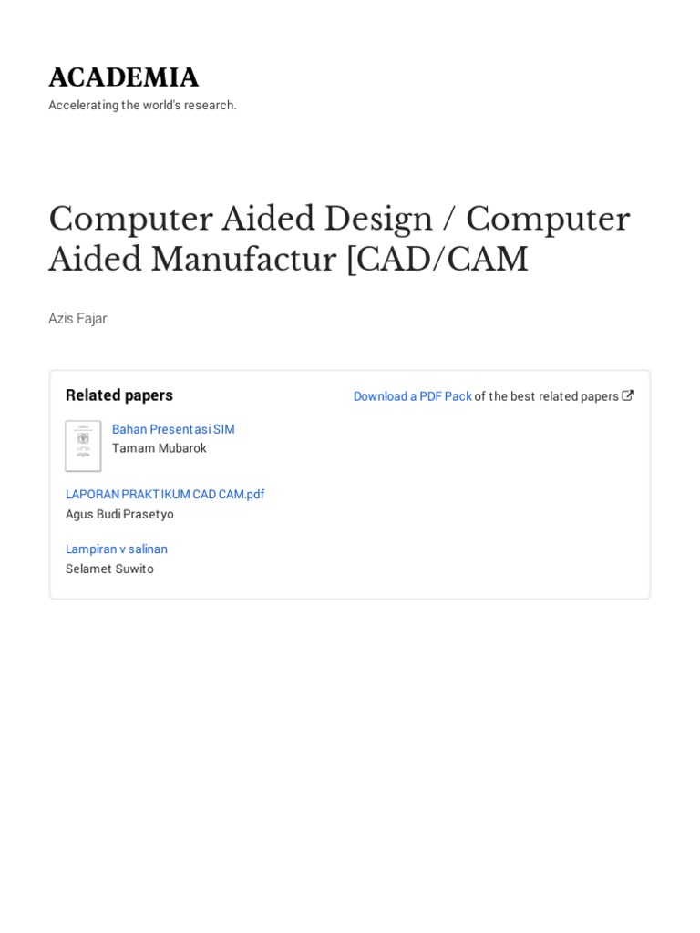 Computer Aided Design Computer Aided Manufactur CADCAM - With-cover ...