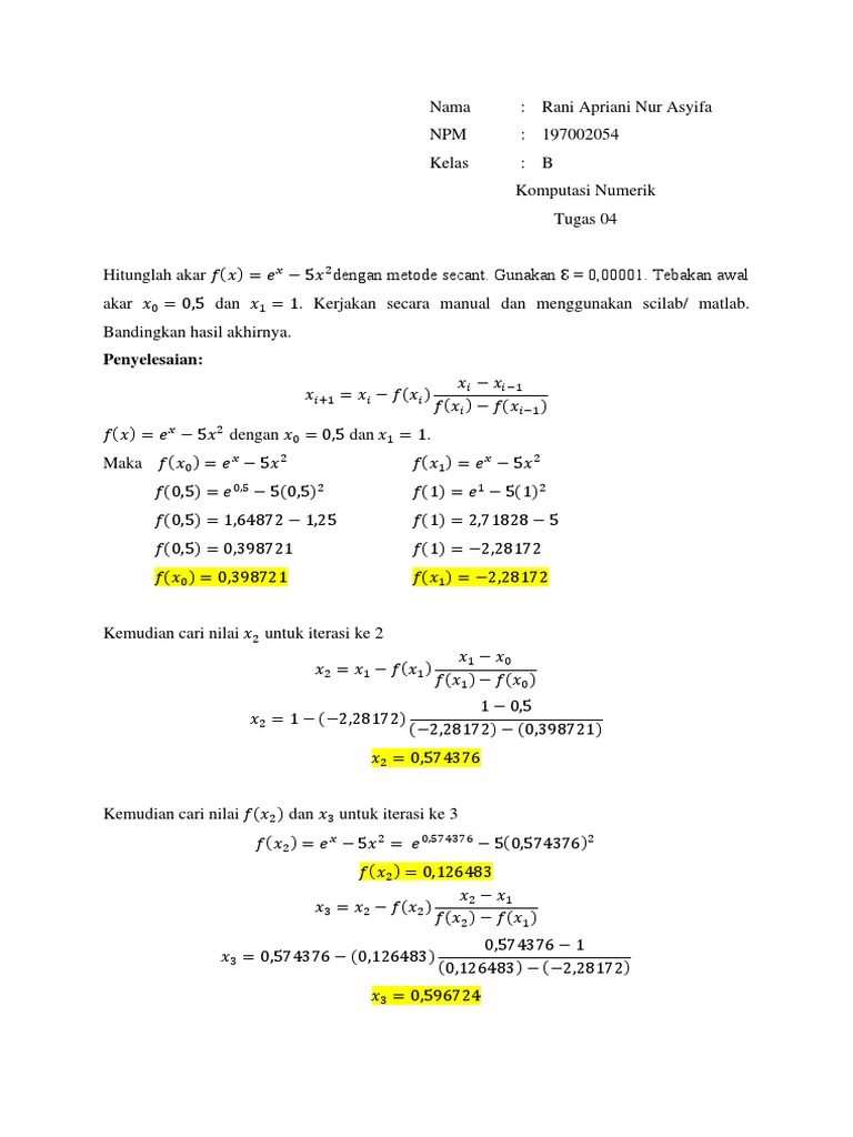 Akar Metode Secant untuk f(x) | PDF