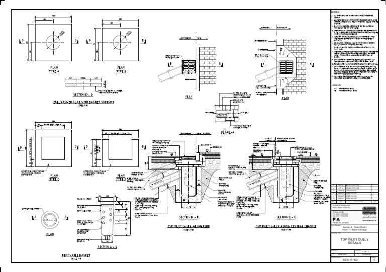 SD 6-17-102 Rev 5 Top Inlet Gully Details | PDF
