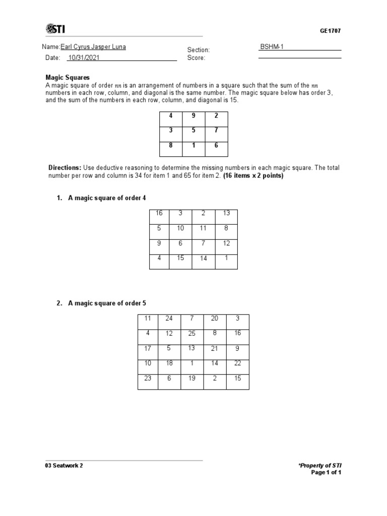 03 Seatwork 2-Math-Luna | PDF