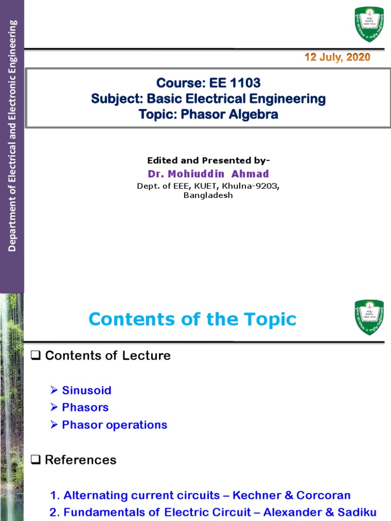 1596729501lecture - Phasor Algebra - Part1 | PDF | Complex Number ...
