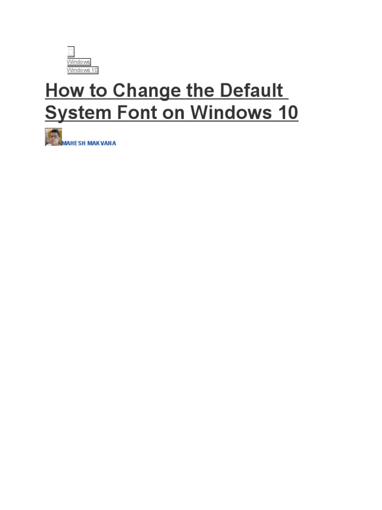 How To Change The Default System Font On Windows 10 | PDF | Windows ...
