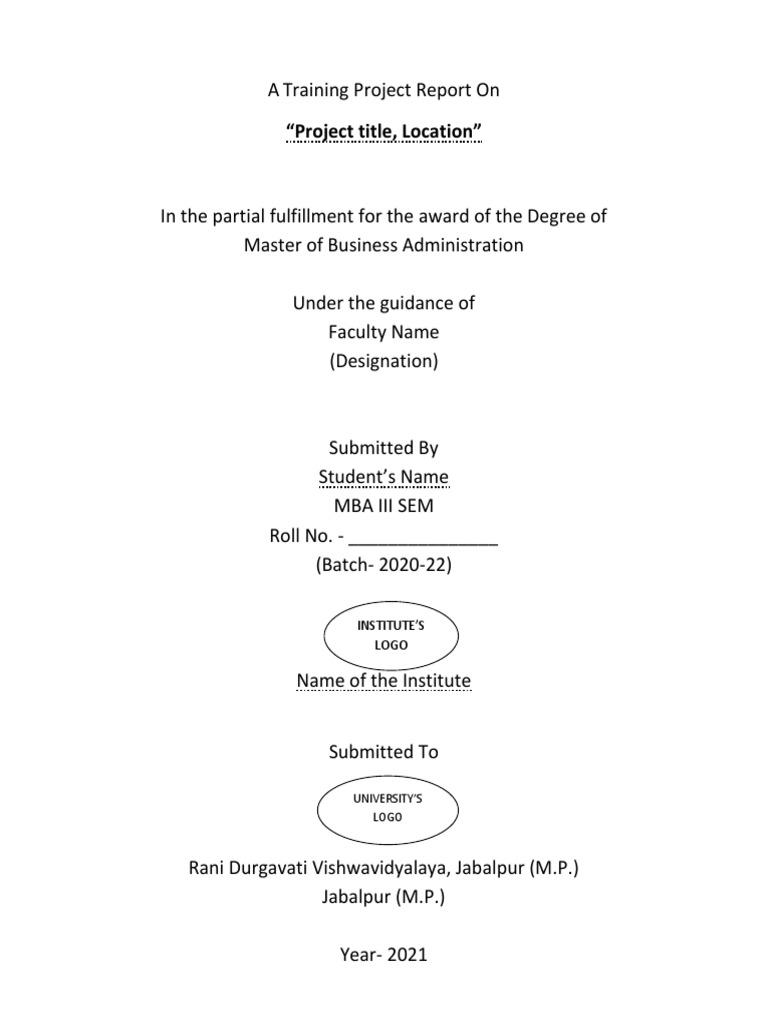 Training Project Report Format | Download Free PDF | Thesis | Cognition