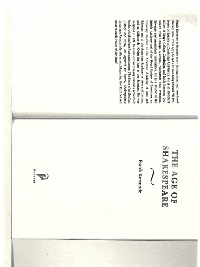 Frank Kermode. The Age of Shakespeare | PDF