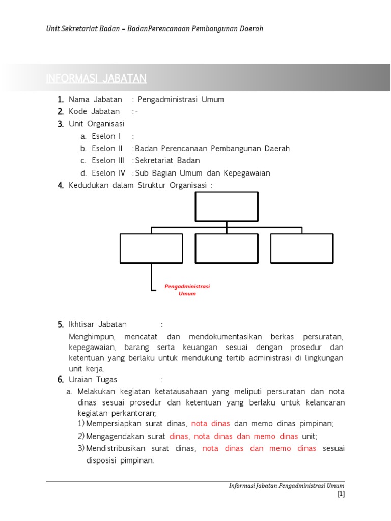 Contoh Anjab Pelaksana | PDF