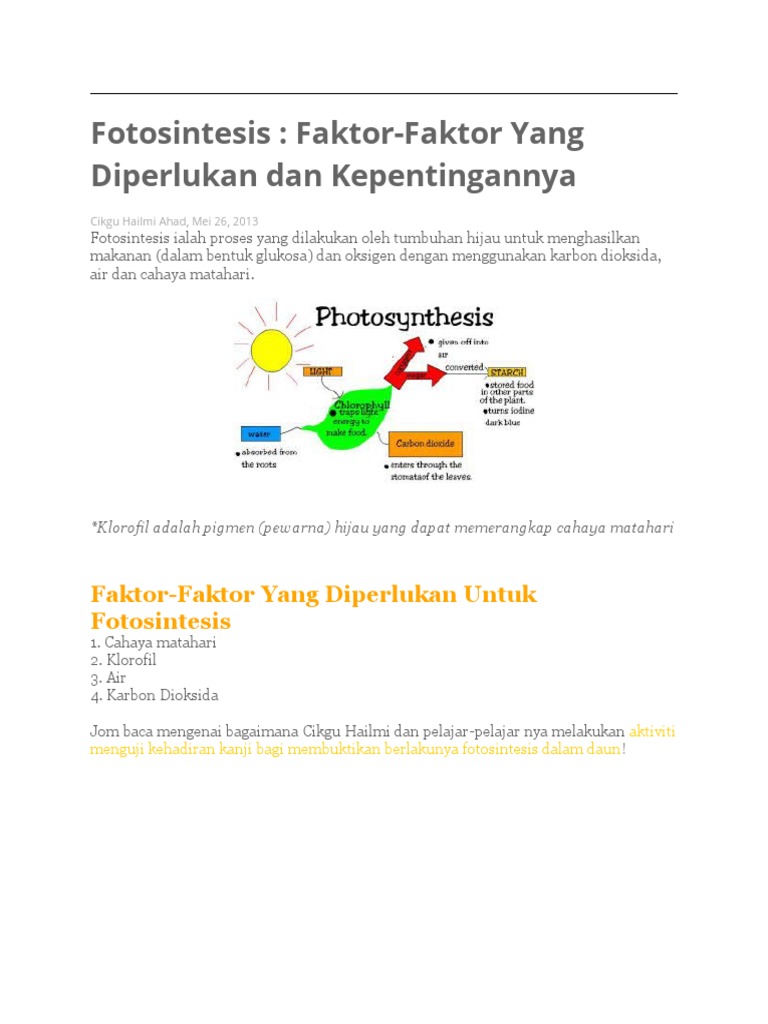 Faktor dan Kepentingan Fotosintesis | PDF | Sains & Matematika