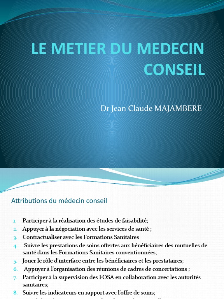 Le Metier Du Medecin Conseil | PDF | Médecine générale | Sciences de la ...
