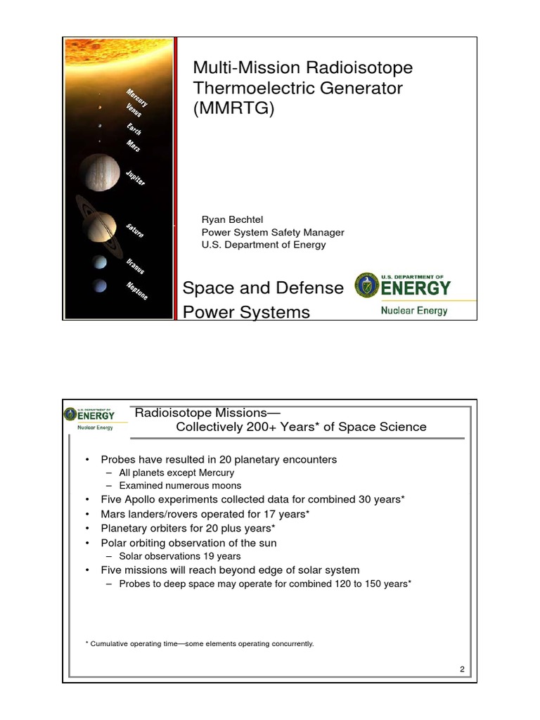 Multi-Mission Radioisotope Thermoelectric Generator (MMRTG) | PDF ...