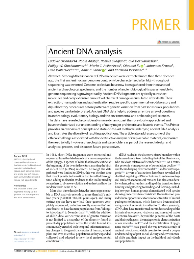 Primer: Ancient DNA Analysis | Download Free PDF | Dna Sequencing ...