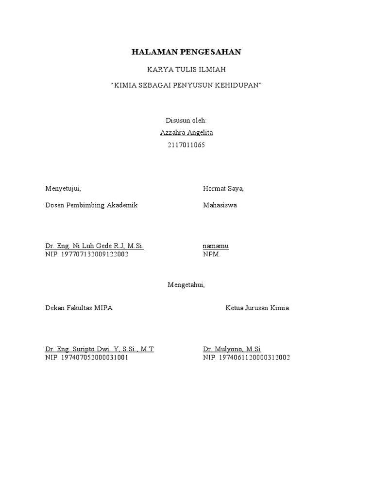 Lembar Pengesahan KTI | PDF