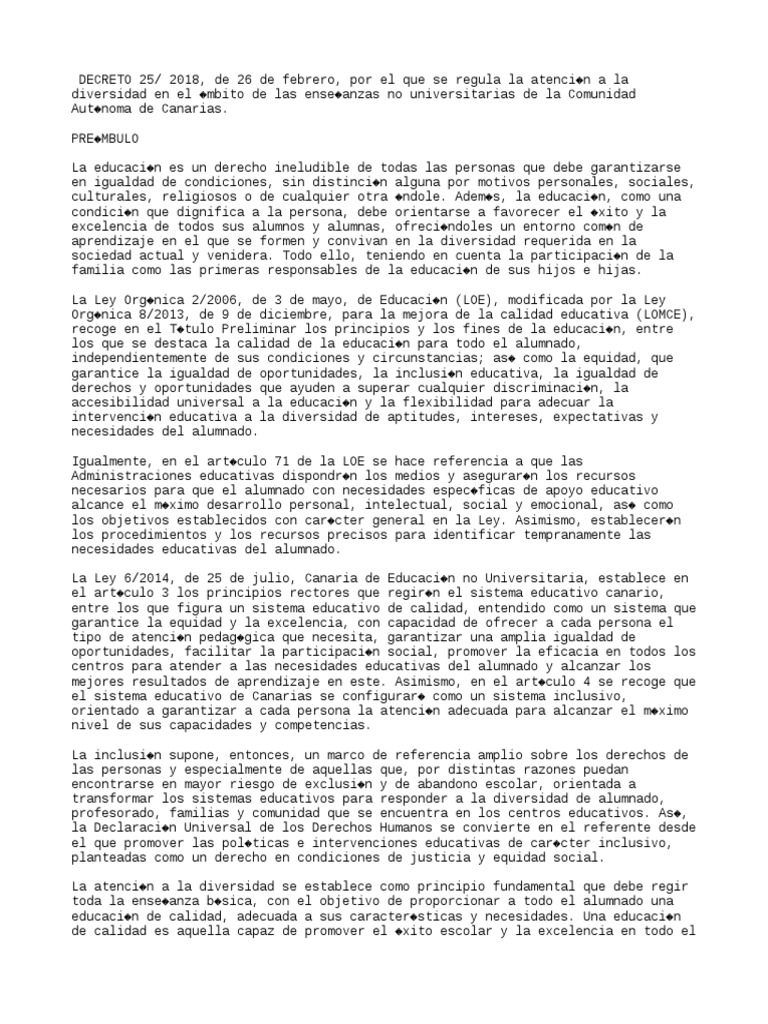 DECRETO 25 2018, de 26 de Febrero Sobre Las Medidas de Atención A La Diversidad y Al Alumnado de ...