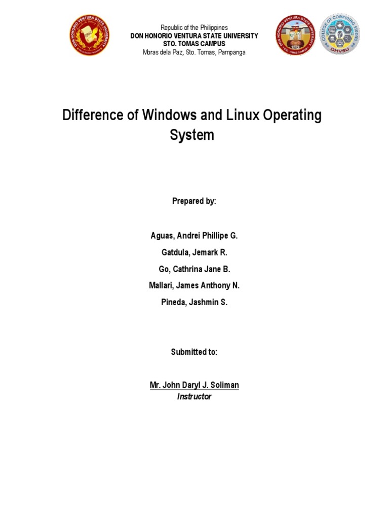 Difference of Windows and Linux Operating System | PDF | Operating ...