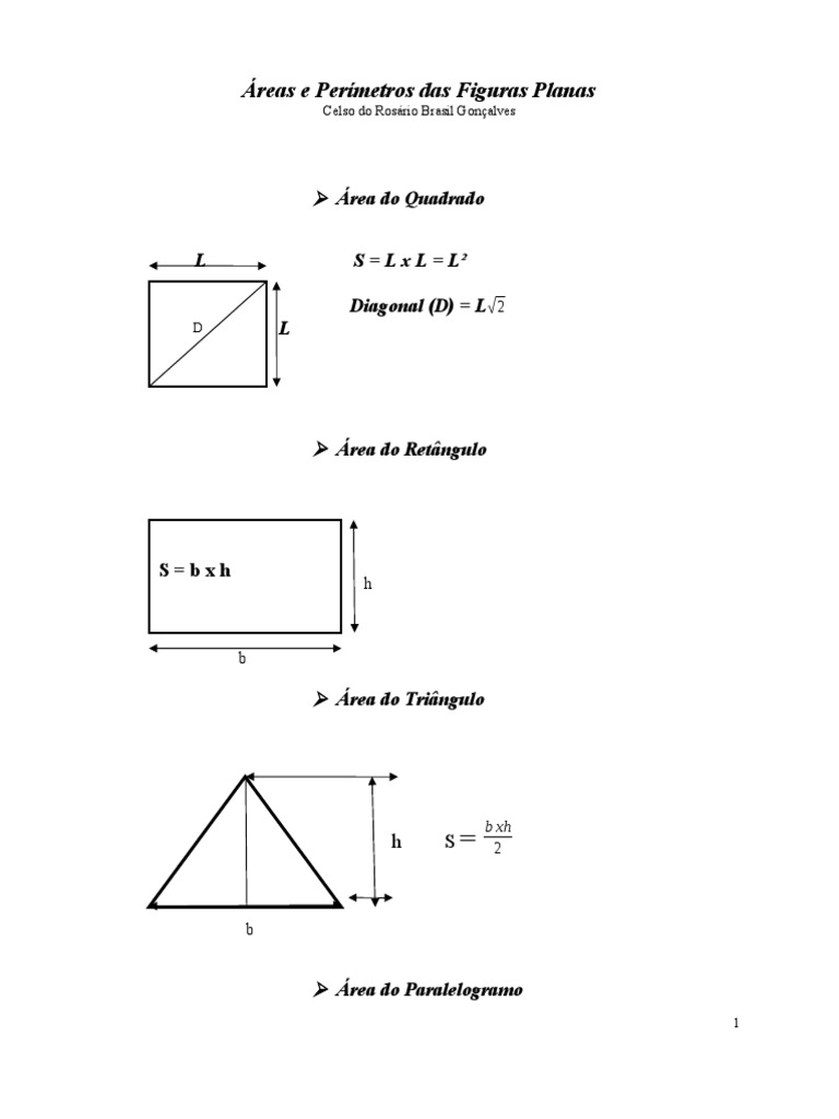 Área e Perímetro de Figuras Planas | PDF | Triângulo | Área