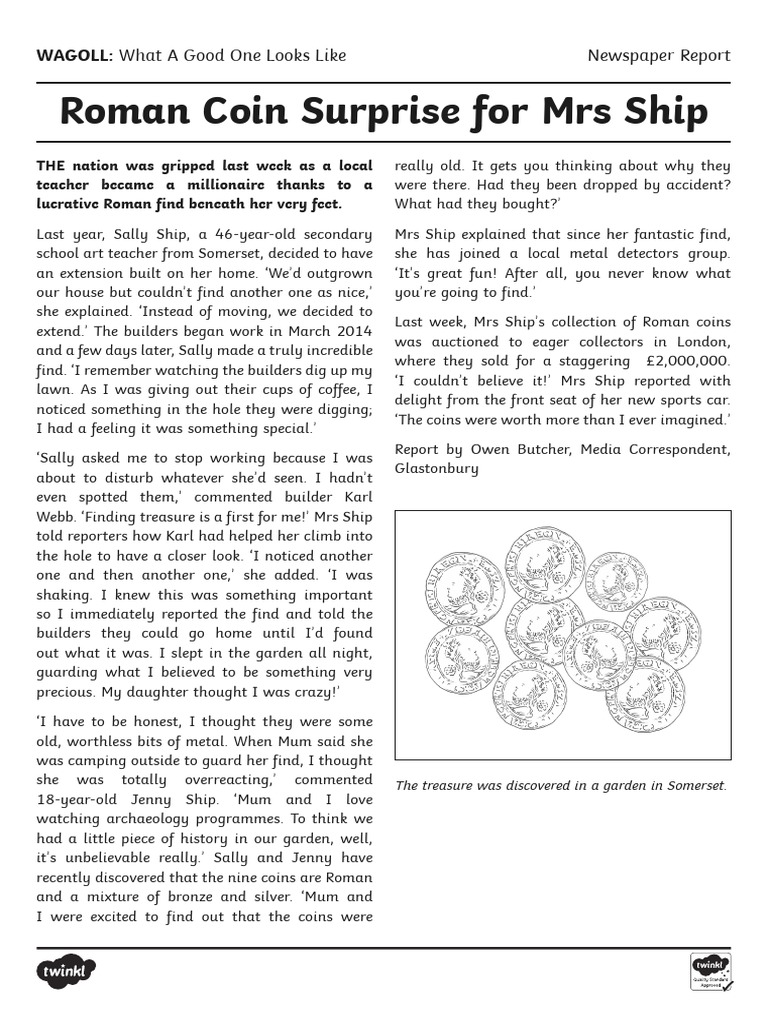 Roman Coin Surprise For Mrs Ship: WAGOLL: What A Good One Looks Like | PDF