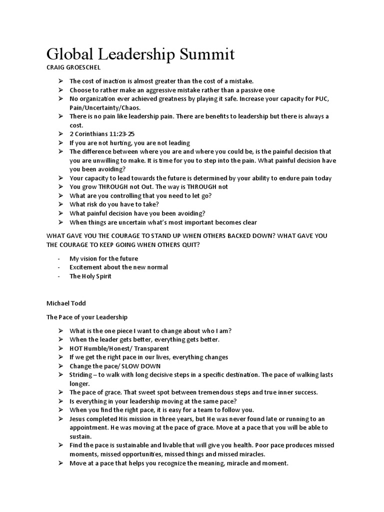 Global Leadership Summit | PDF | Leadership