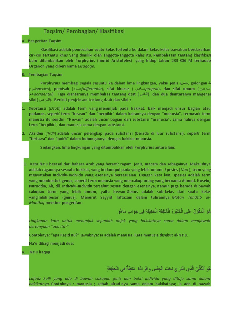 Taqsim/ Pembagian/ Klasifikasi | PDF | Filsafat