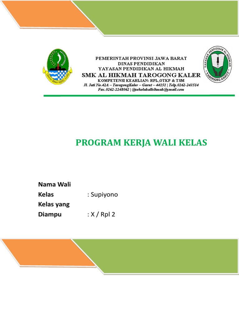 Program Kerja Wali Kelas X RPL 2021-2022 | PDF | Karier & Perkembangan
