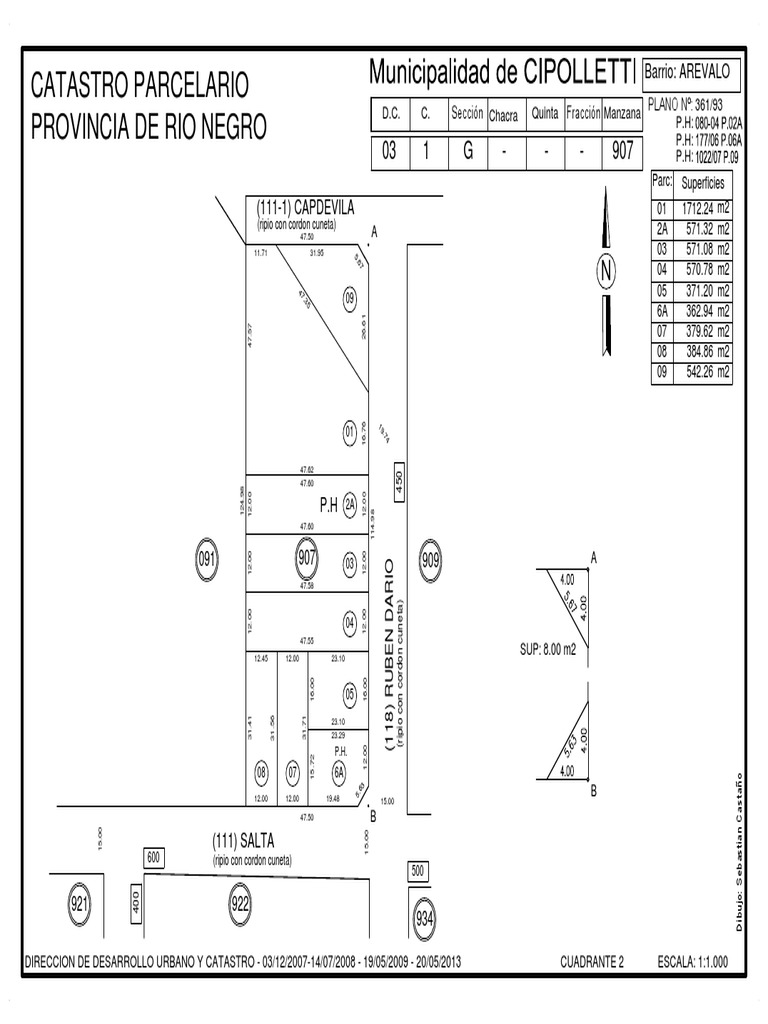 Provincia de Rio Negro Catastro Parcelario: Barrio: AREVALO | PDF