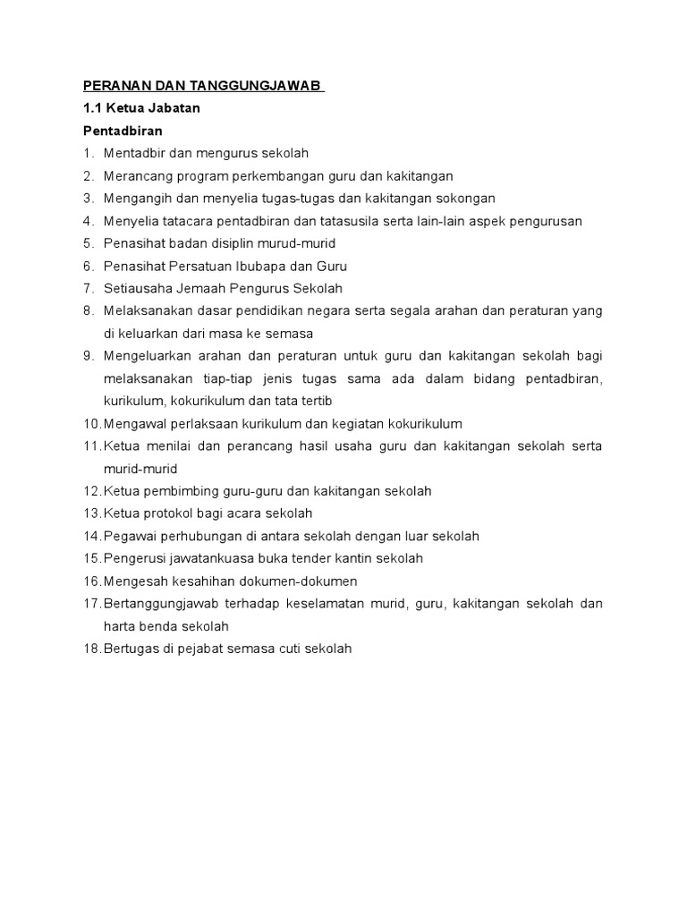 Peranan Dan Tanggungjawab | PDF