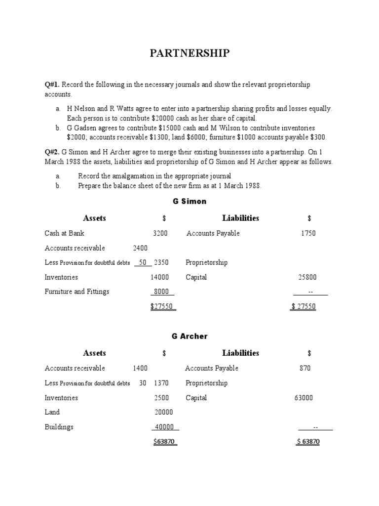 PARTNERSHIP | PDF | Balance Sheet | Book Value