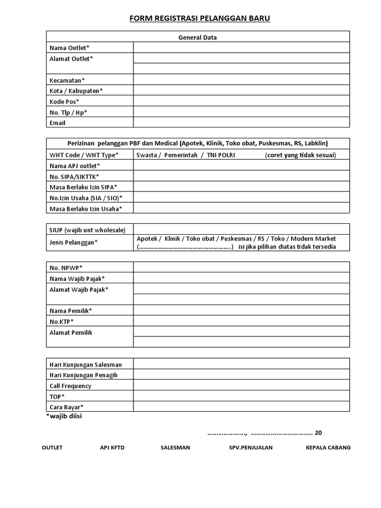 Form Registrasi Pelanggan Baru 2021 | PDF