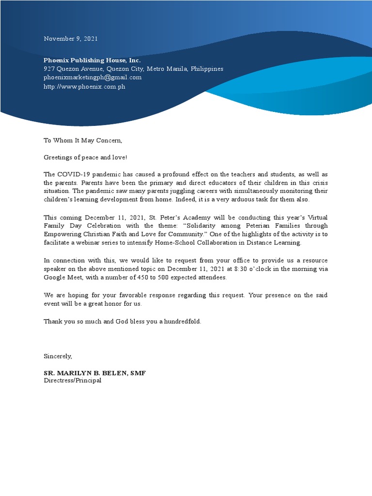 Request Letter For Webinar | PDF