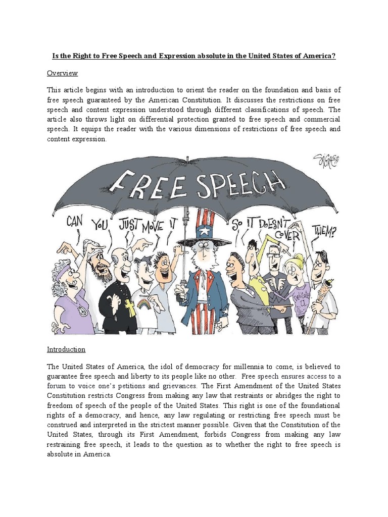Is The Right To Free Speech and Expression Absolute in The United ...
