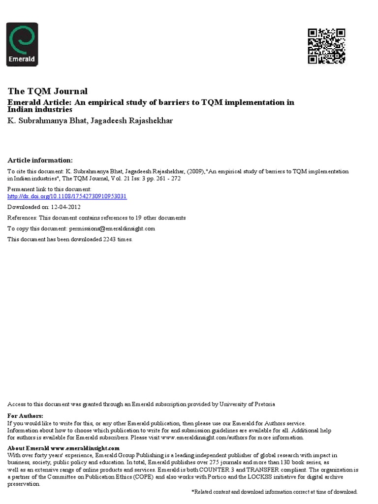 Barriers To TQM - Dikonversi | PDF | Factor Analysis | Validity (Statistics)