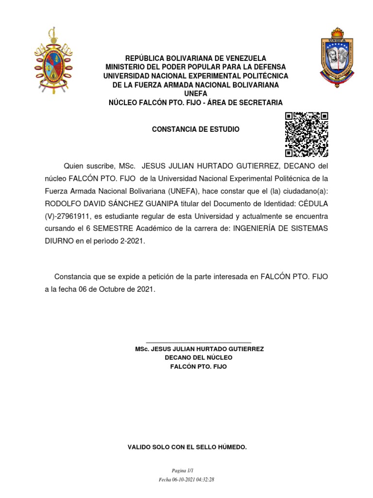 Constancia de Unefa | PDF