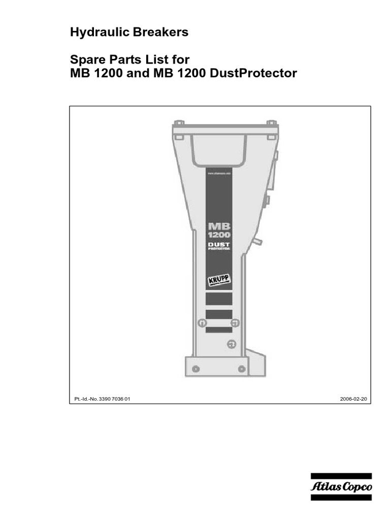 Hydraulic Breakers Spare Parts List For MB 1200 and MB 1200 ...